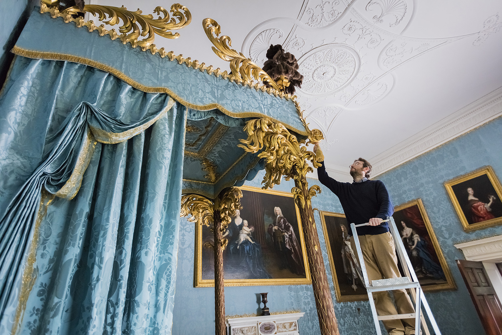 This ornate state bed took 30 years to restore at Kedleston Hall ...